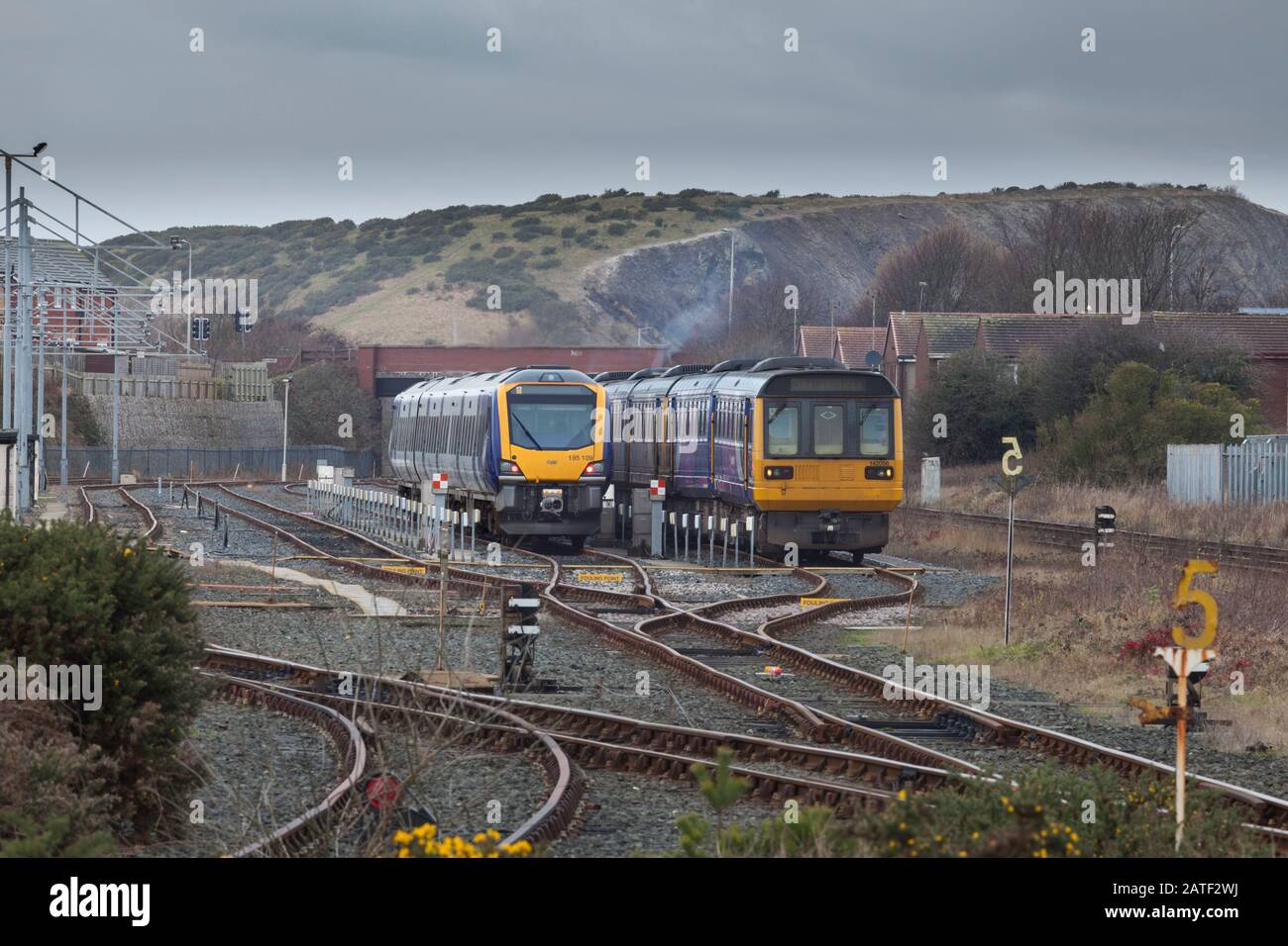 withdrawn Arriva Northern rail class 142 pacer trains stored at Barrow ...