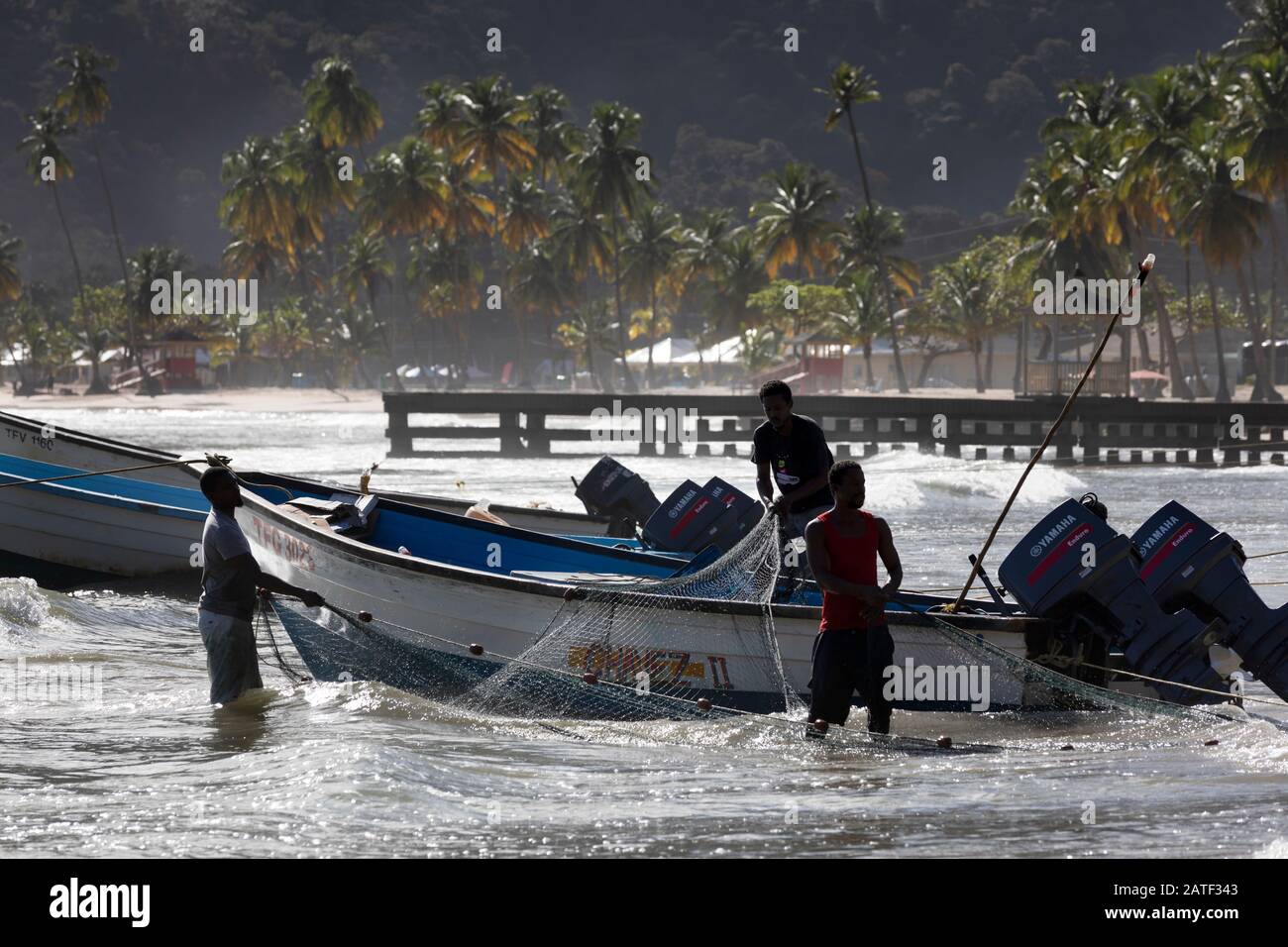 Fishermen, Maracas Beach Village, Trinidad & Tobago Stock Photo - Alamy