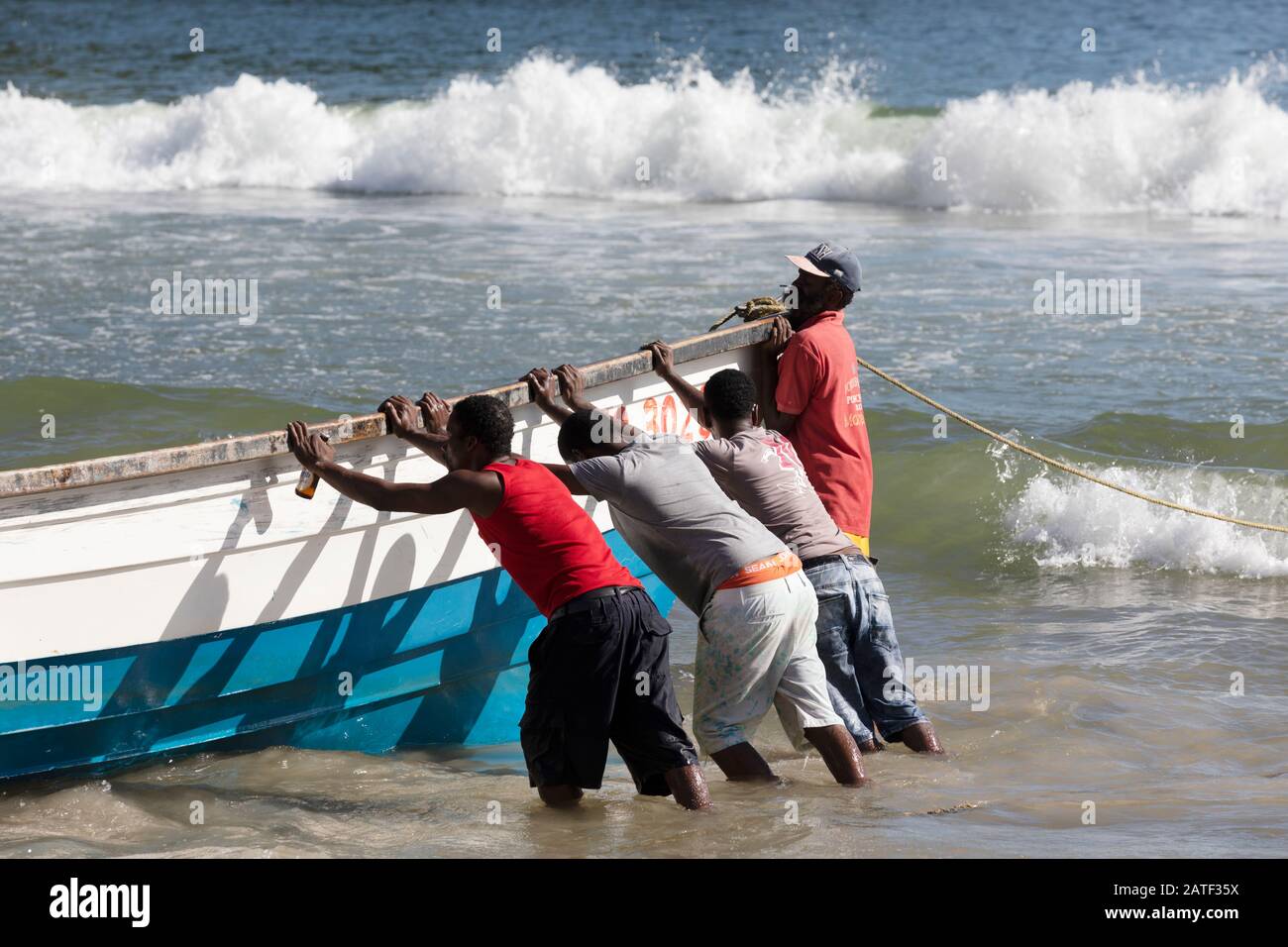 Fishermen, Maracas Beach Village, Trinidad & Tobago Stock Photo - Alamy
