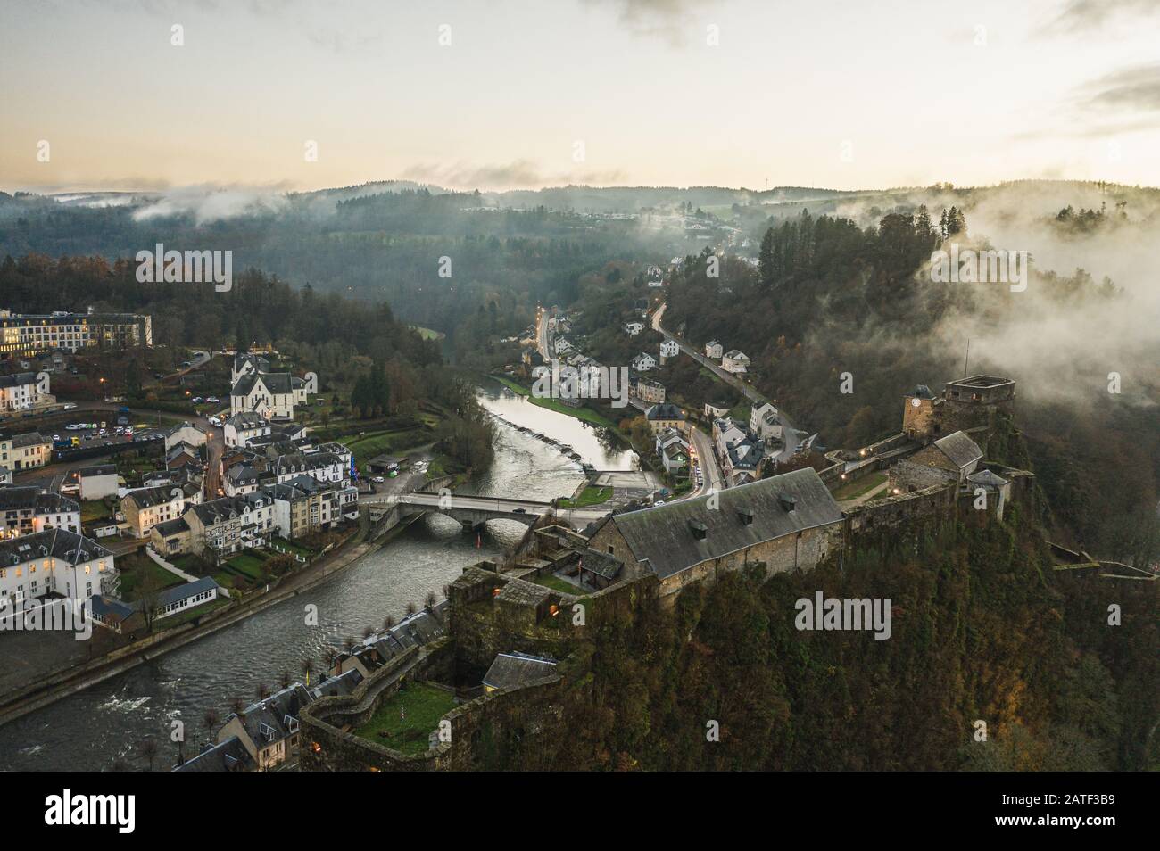 Sunset above Bouillon Castle in Bouillon, Belgium Stock Photo - Alamy