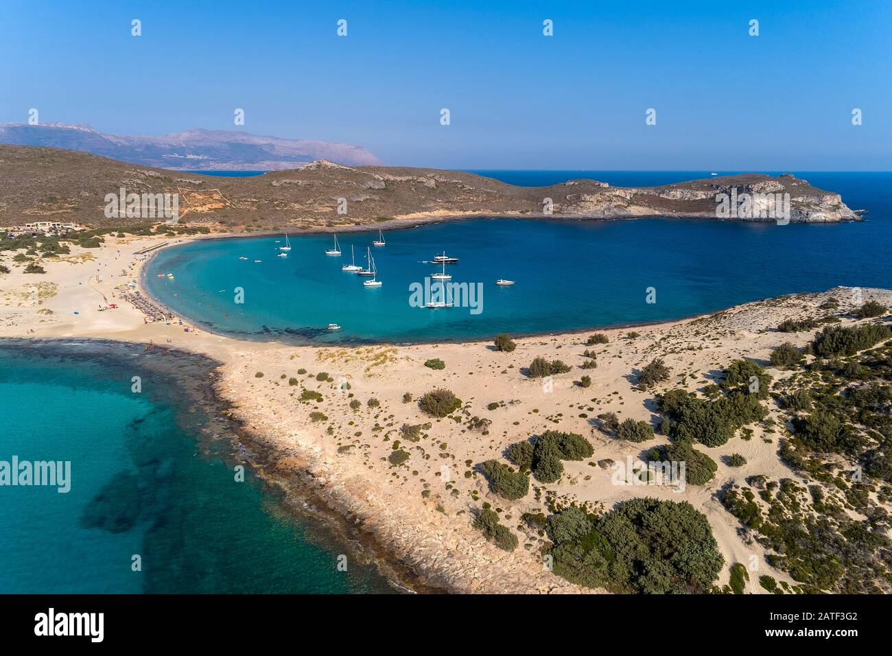 Aerial view of Simos beach in Elafonisos island in Greece. Elafonisos ...