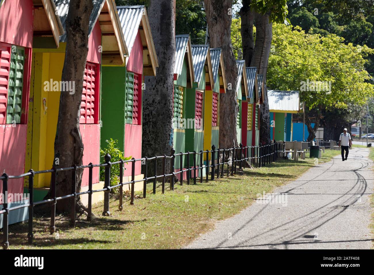 Colorful sheds in the pan yards, Queen's Park Savannah, Port of Spain ...