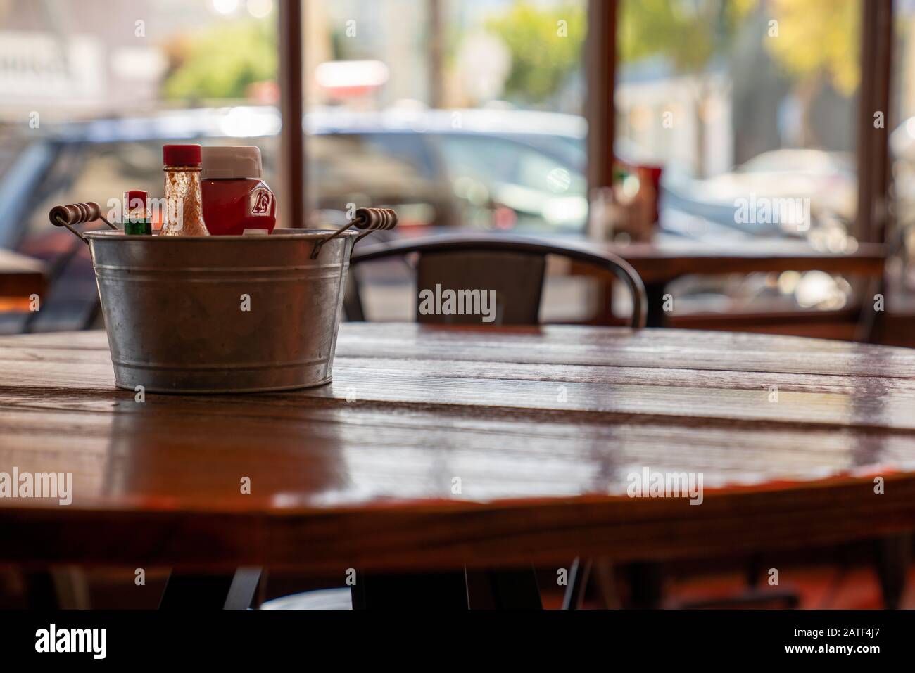 Condiments On Restaurant Table High Resolution Stock Photography and ...