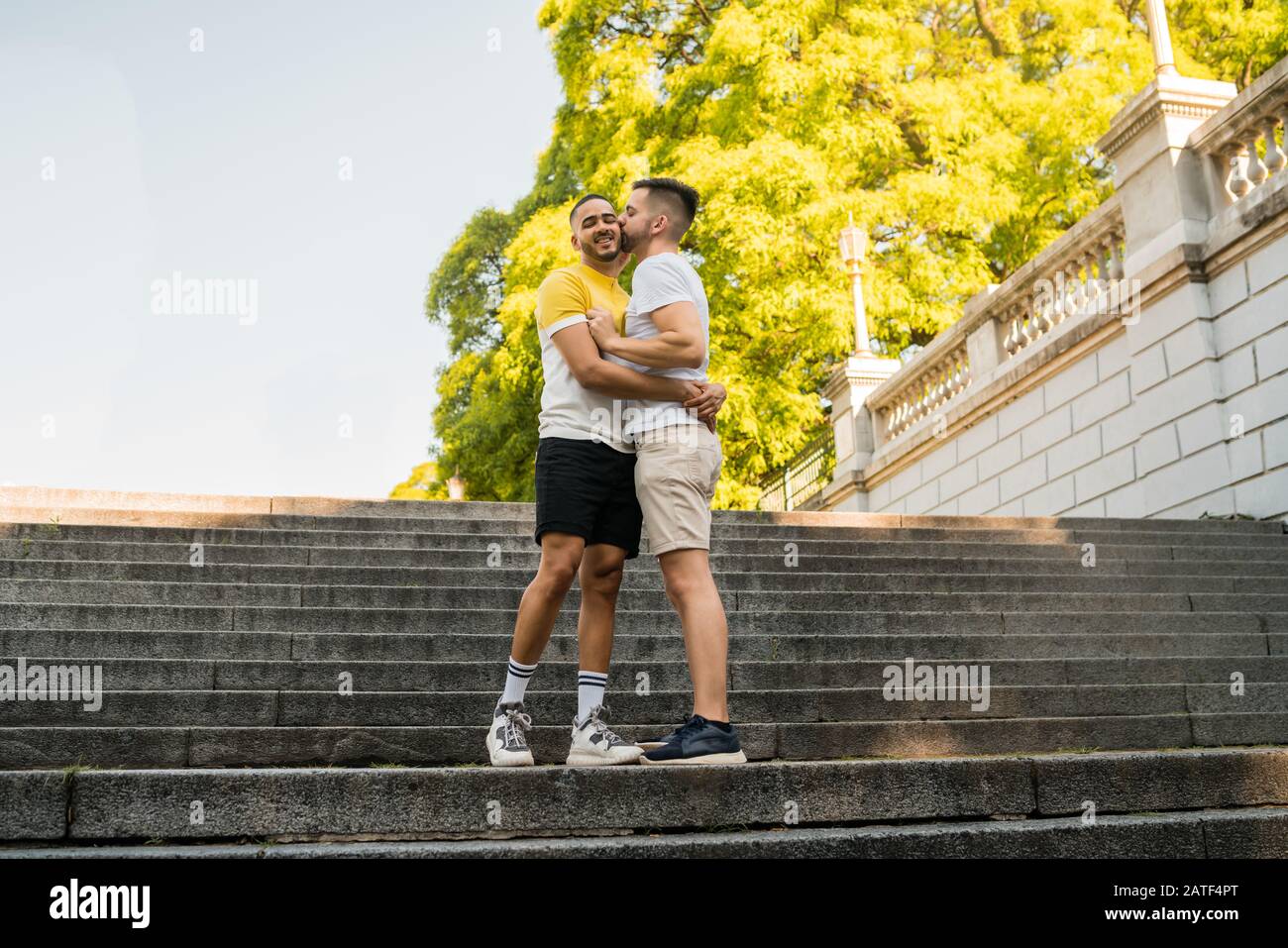 Portrait Of Happy Gay Couple Spending Time Together And Having A Date