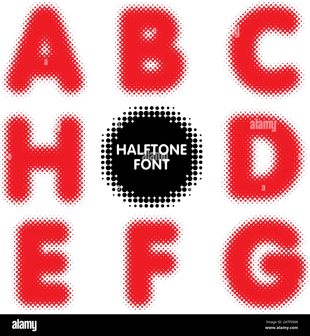 Halftone alphabet font typeface in vector format Stock Vector Image ...
