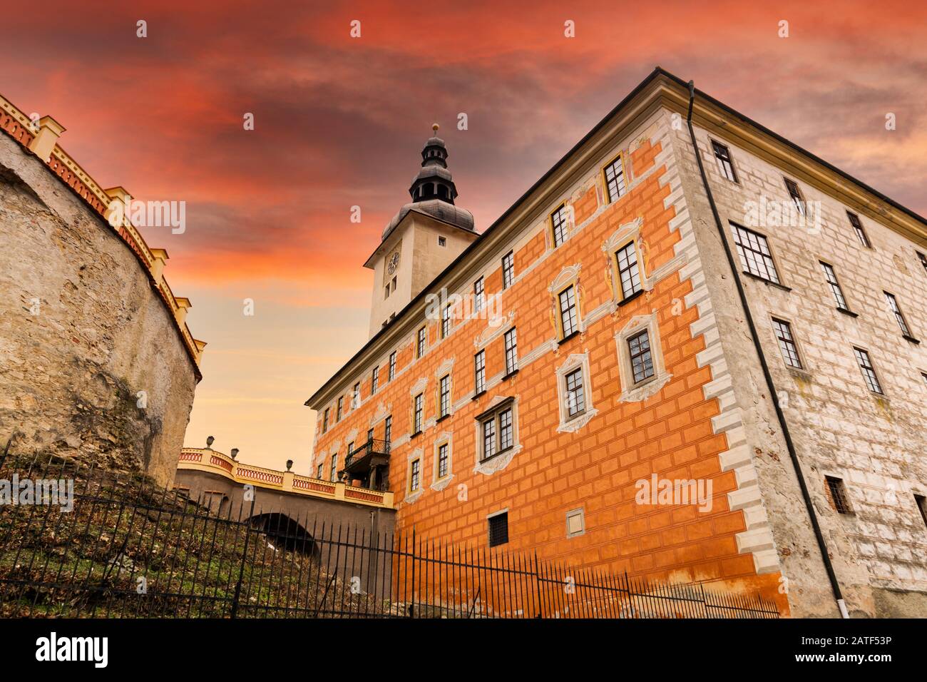Medieval castle Bechyne on a sunset. Czech Republic Stock Photo - Alamy