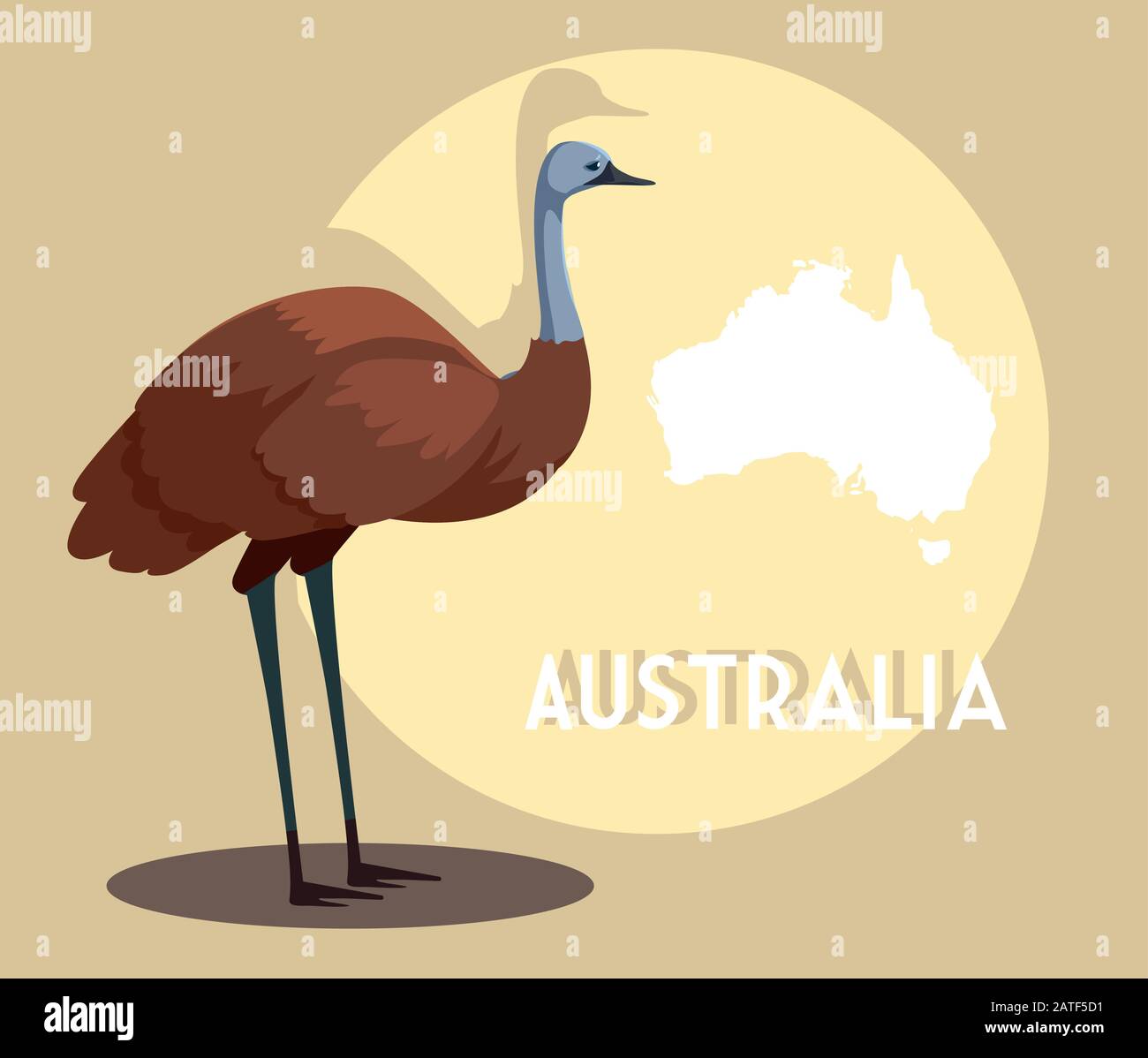 emu with map of australia in the background vector illustration design ...