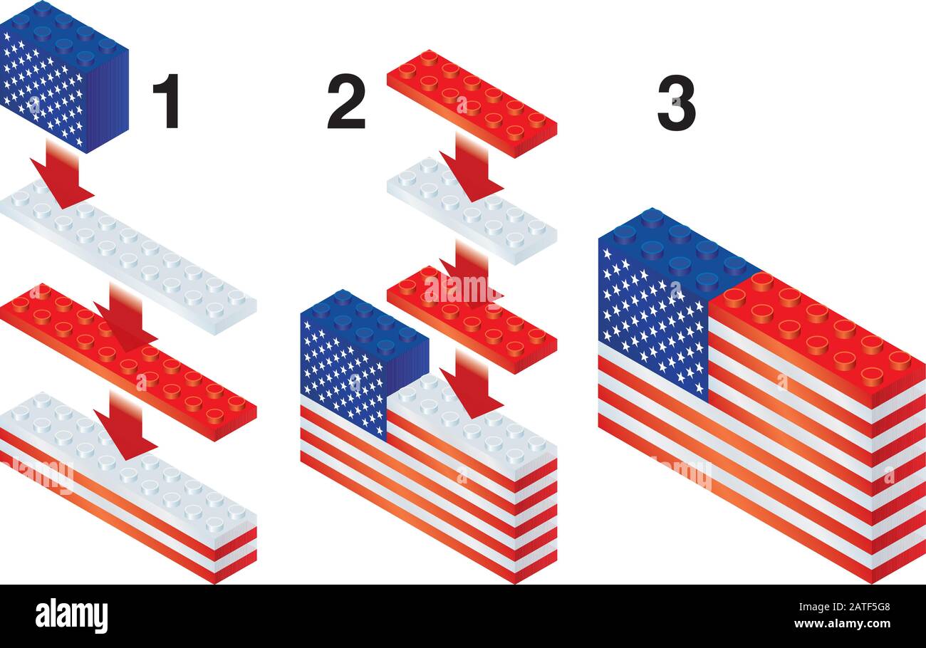 Building Blocks making US Flag Stock Vector Image & Art - Alamy