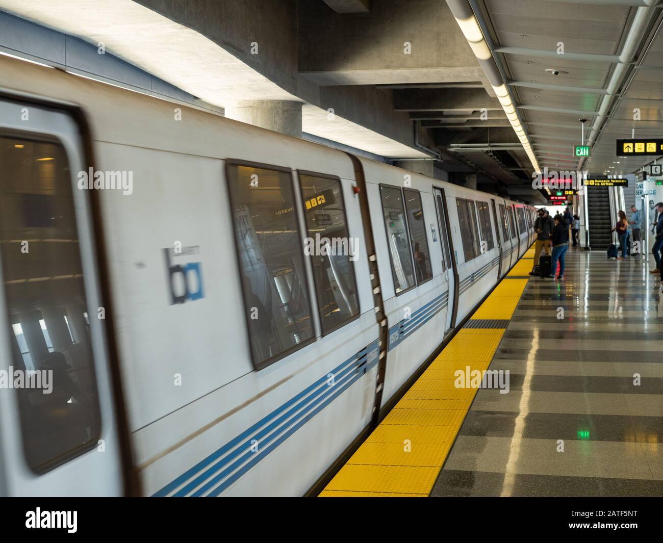 BART bay area rapid transit train with passengers ready to board Stock ...