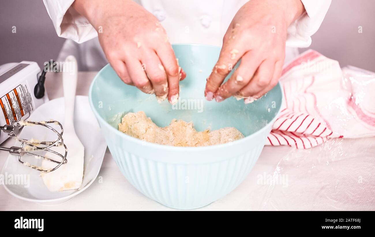 Step by step. Mixing sugar cookies dough in mixing bowl Stock Photo - Alamy
