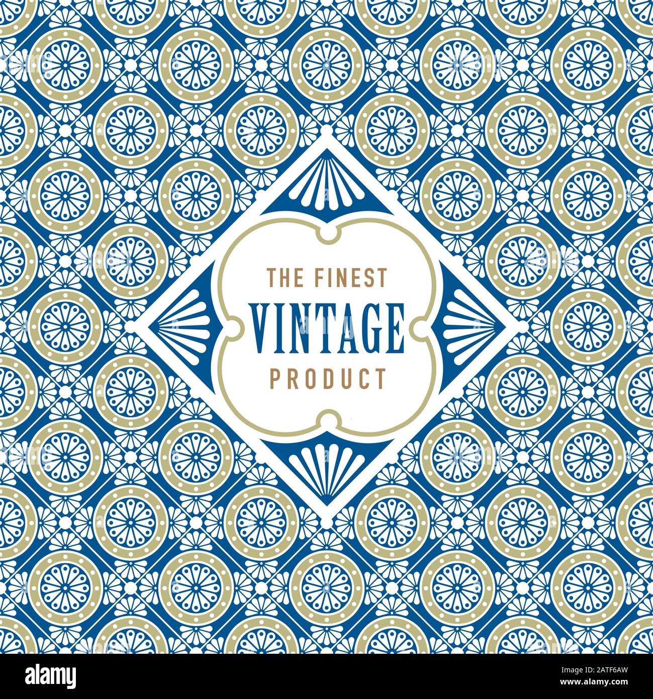 Vintage label on seamless vintage background texture pattern Stock ...