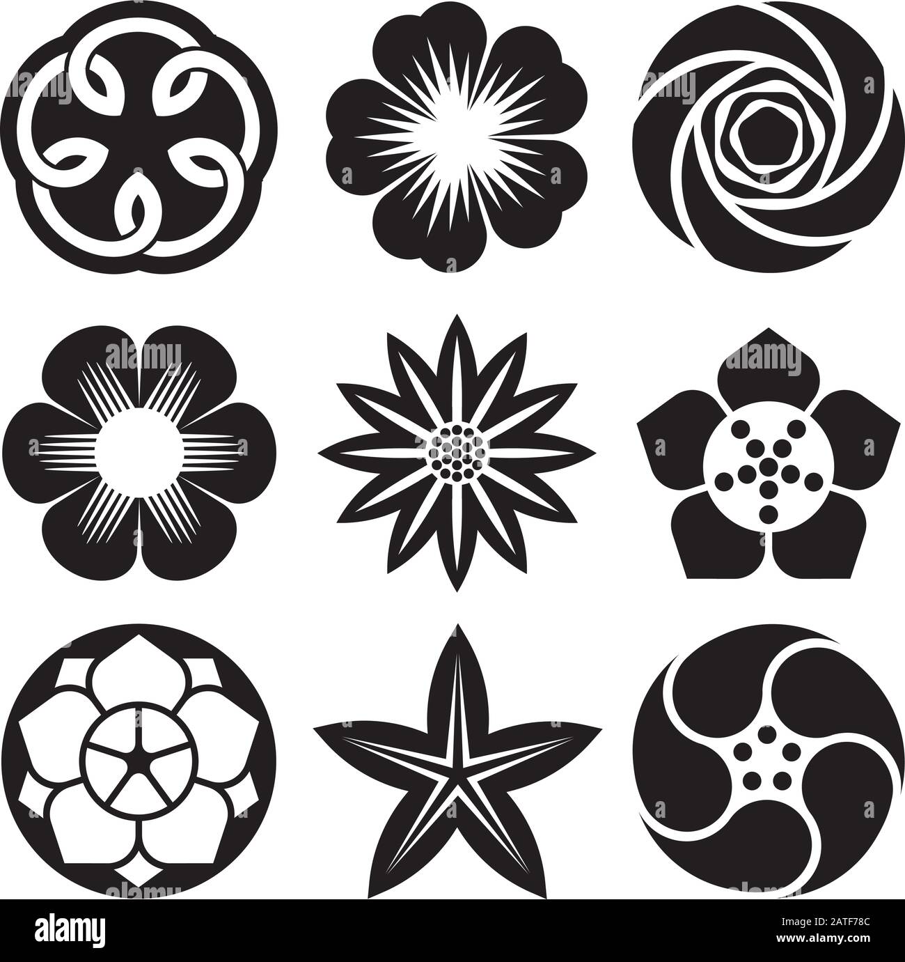 Vector Set of Graphic Flowers Stock Vector Image & Art - Alamy