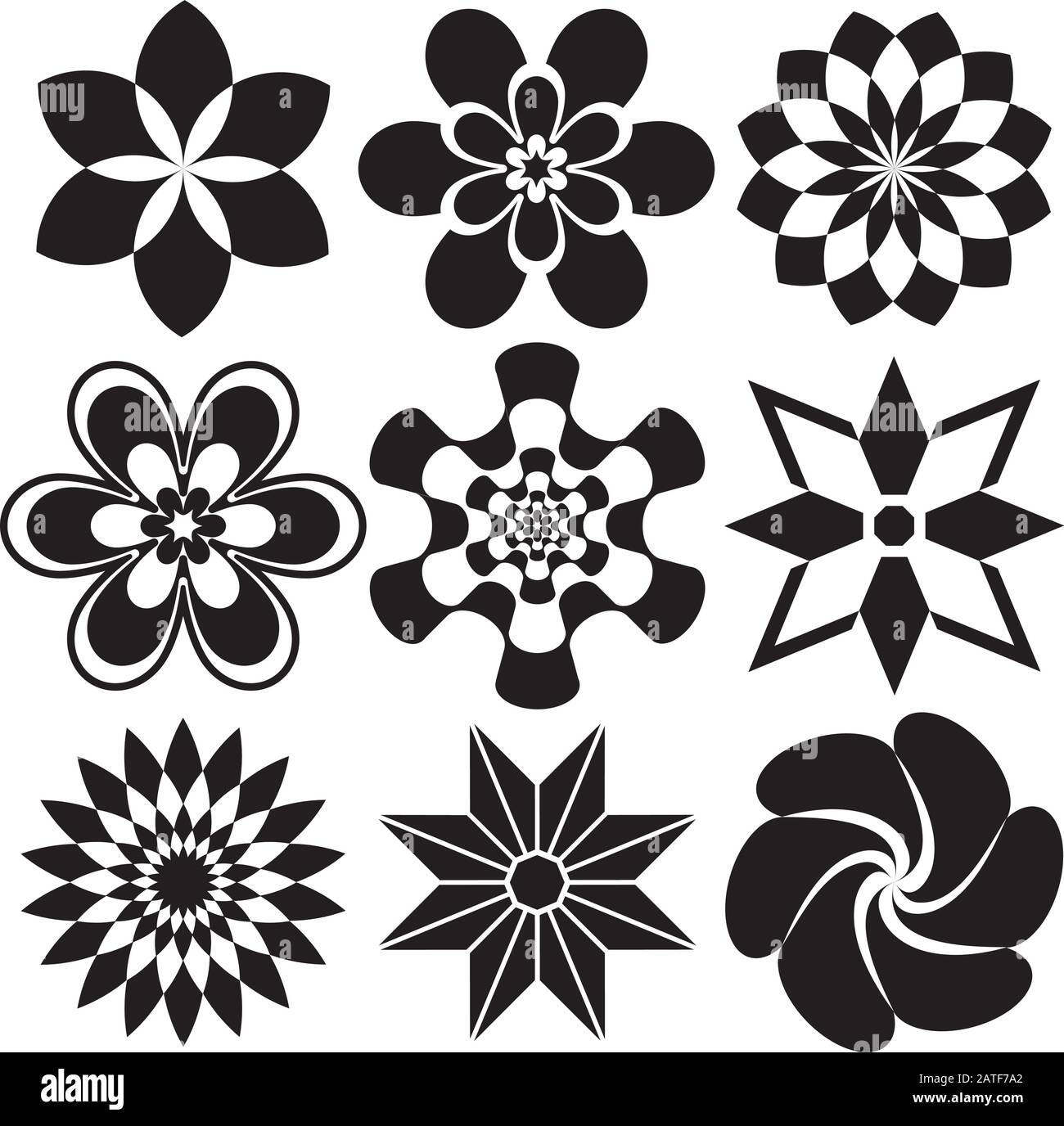 Vector Set of Graphic Flowers Stock Vector Image & Art - Alamy