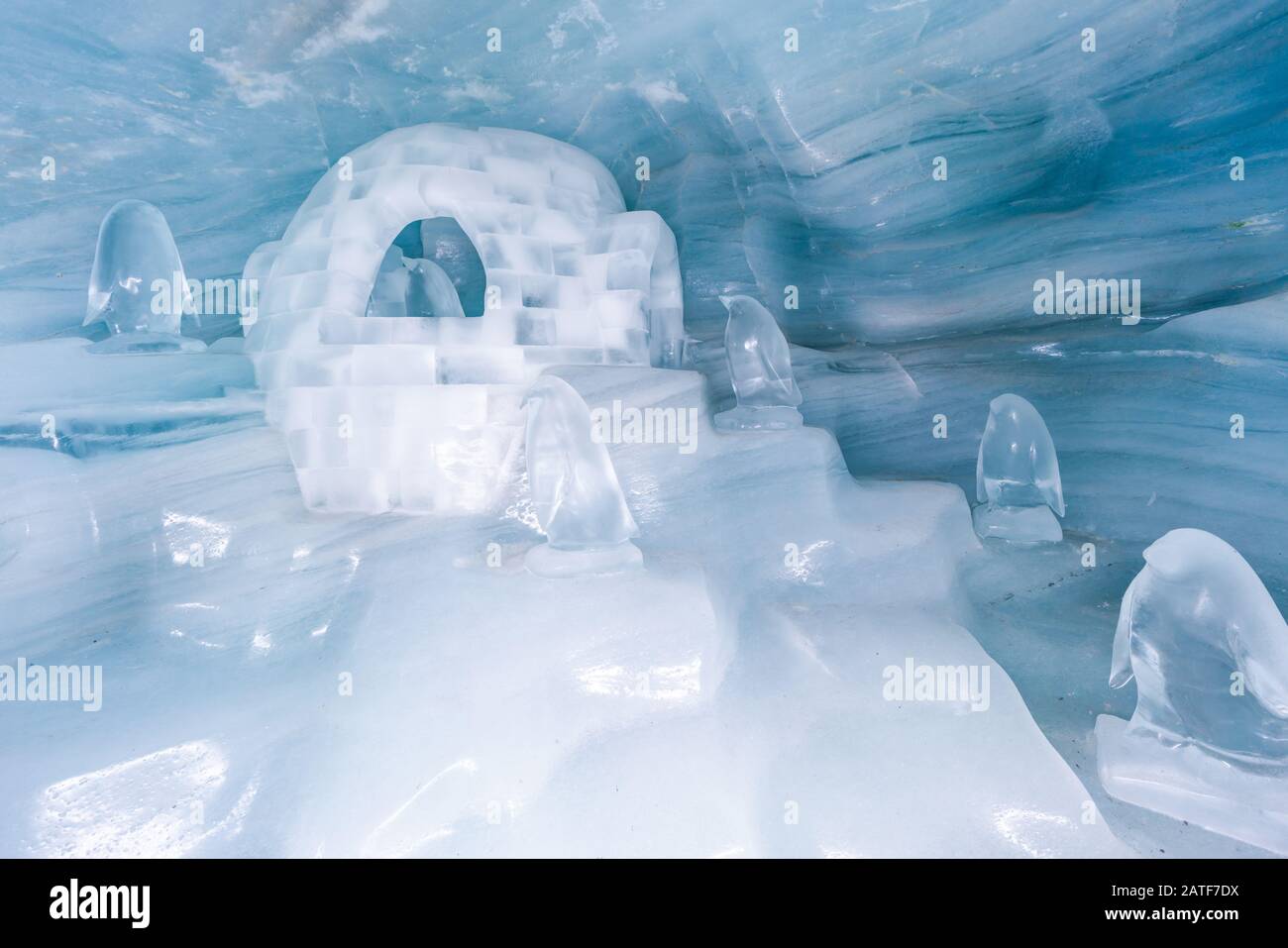 JUNGFRAUJOCH, SWITZERLAND - JANUARY 13 2020: Animal ice sculptures in ...