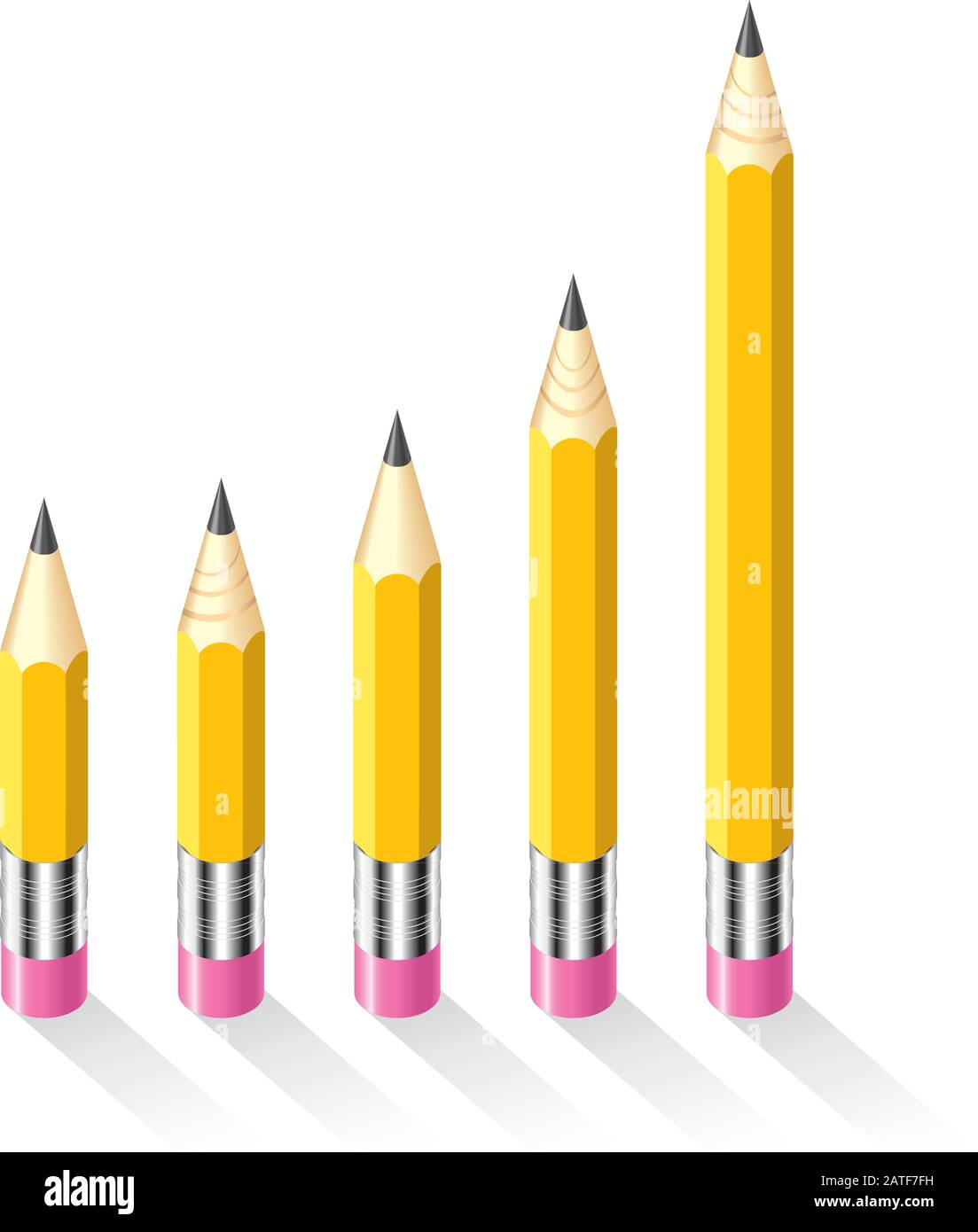 Isometric Vector Editable Upright Pencils. Ideal for trend chart or ...