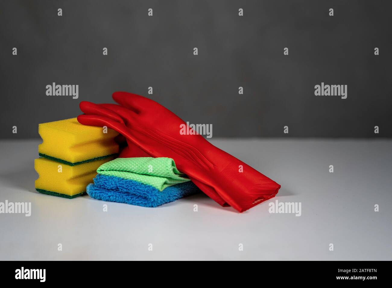 Set of cleaning up tools equipment isolated over white background Stock ...