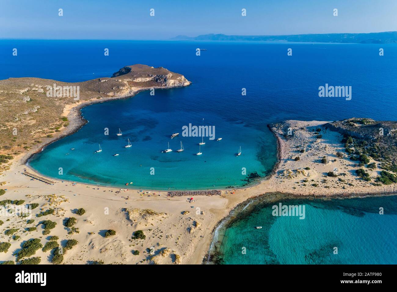 Aerial view of Simos beach in Elafonisos island in Greece. Elafonisos ...