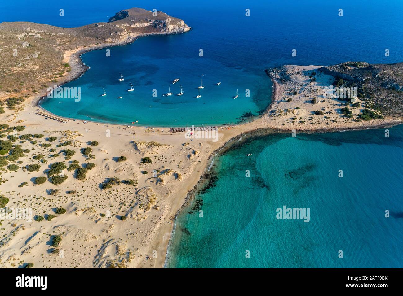 Aerial view of Simos beach in Elafonisos island in Greece. Elafonisos ...