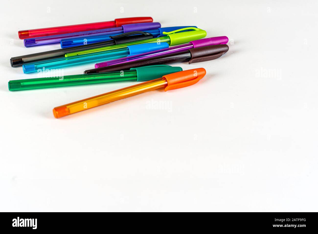 Set of colored pens isolted on white background Stock Photo - Alamy