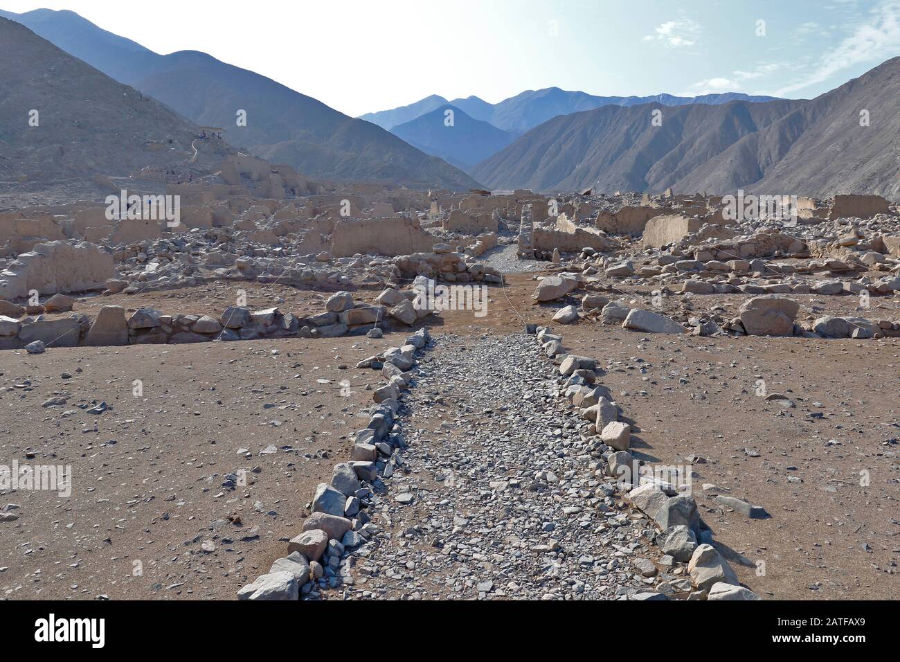 View of the ancient ruins of the archeological zone Huaycan de ...