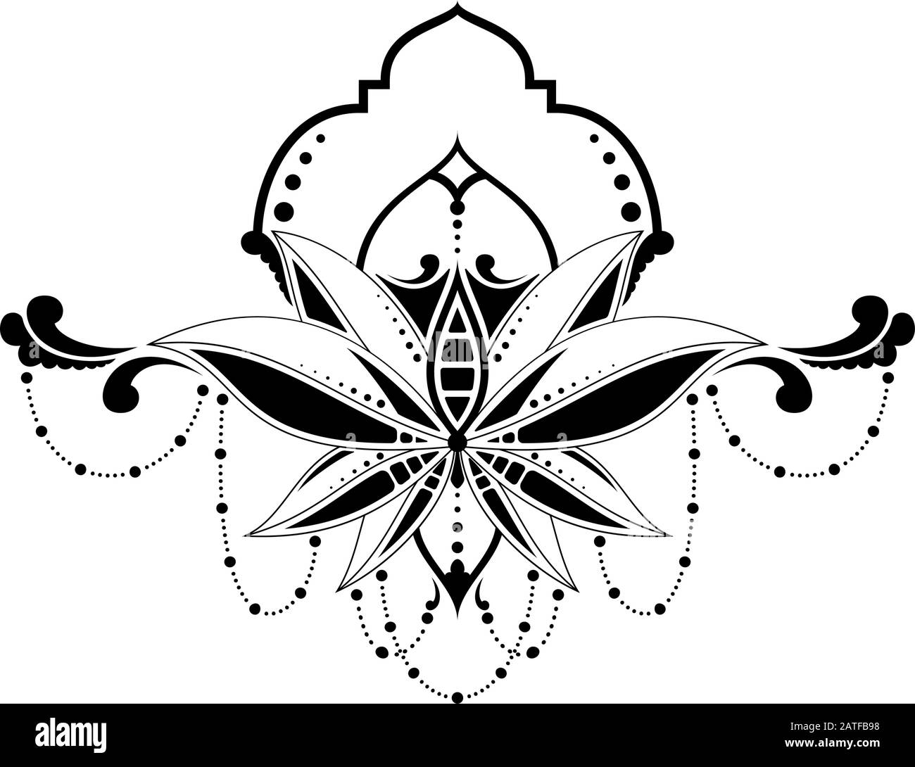 Floral ethnic elegant pattern, isolated in white background. Mehndi ...