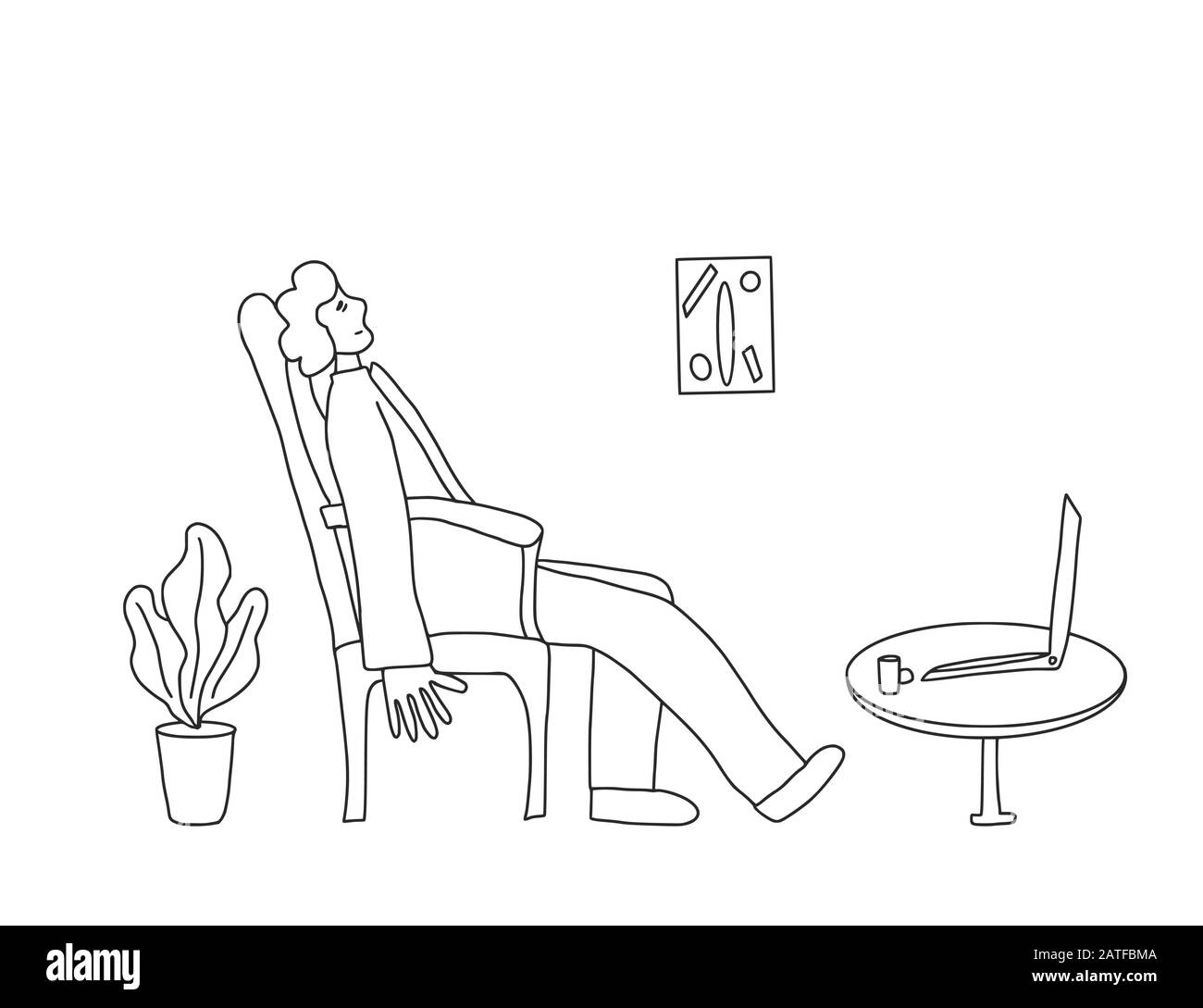 Relax concept. Person sitting in a chair and sleeping. Male tired ...