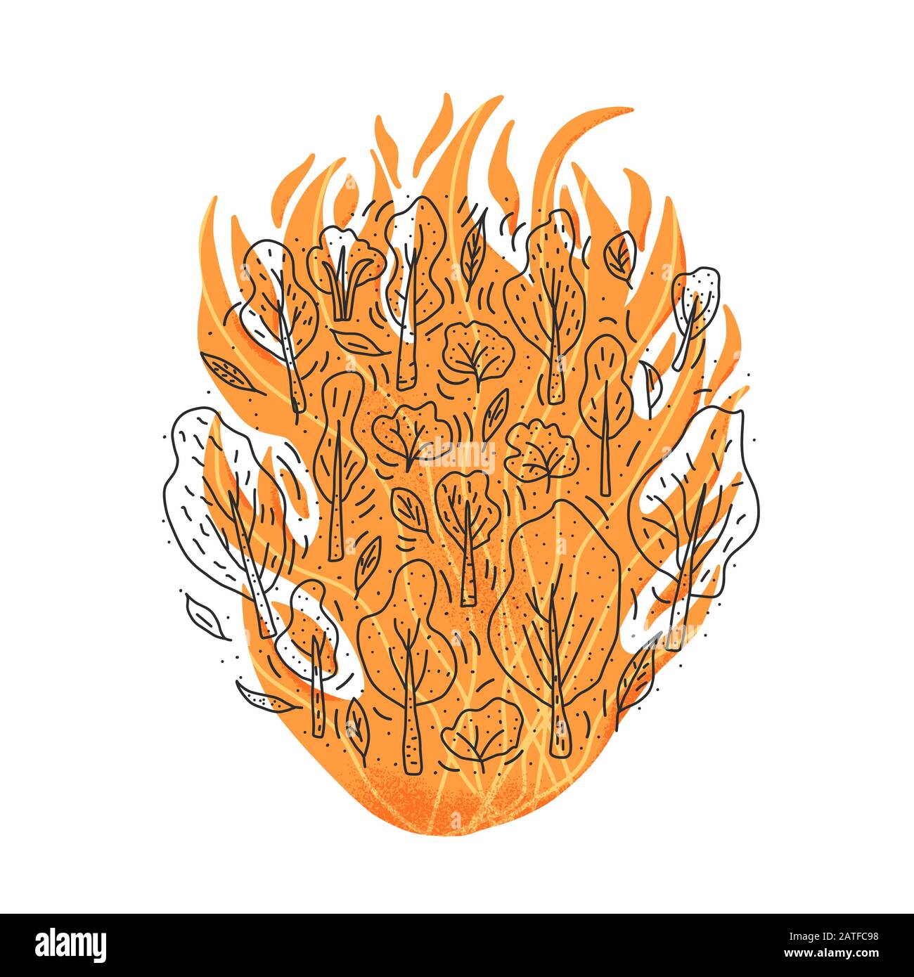 Forest fire concept. Wildfire sign isolated on white background. Vector ...