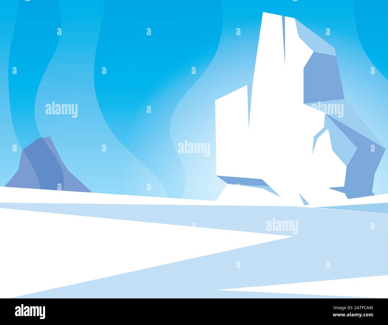 arctic landscape with blue sky and iceberg, north pole vector ...