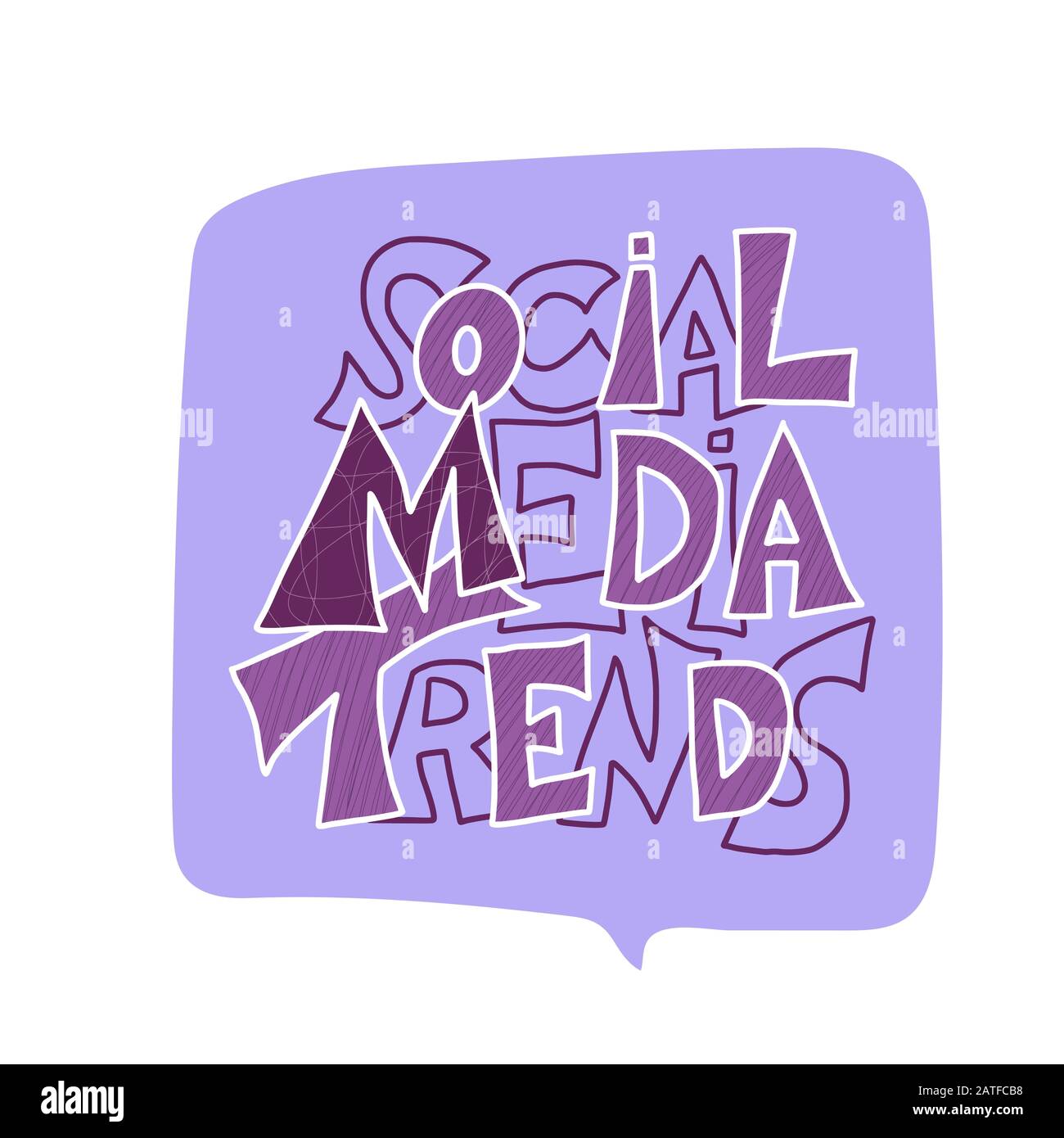 Social media trends text. Hand drawn message. Stylized title. Vector ...
