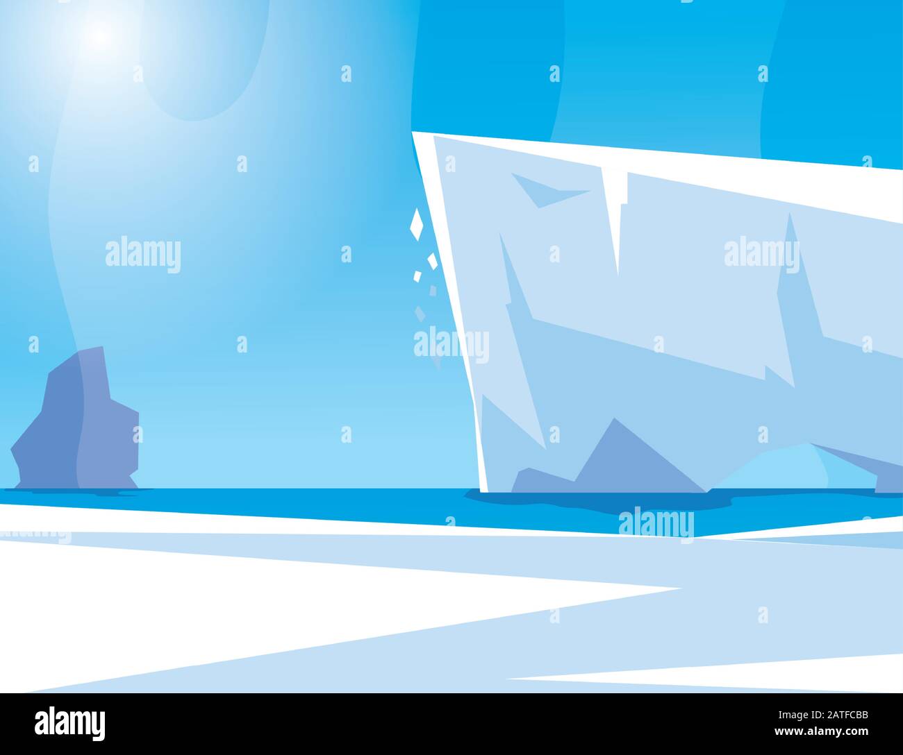 arctic landscape with blue sky and iceberg, north pole vector ...