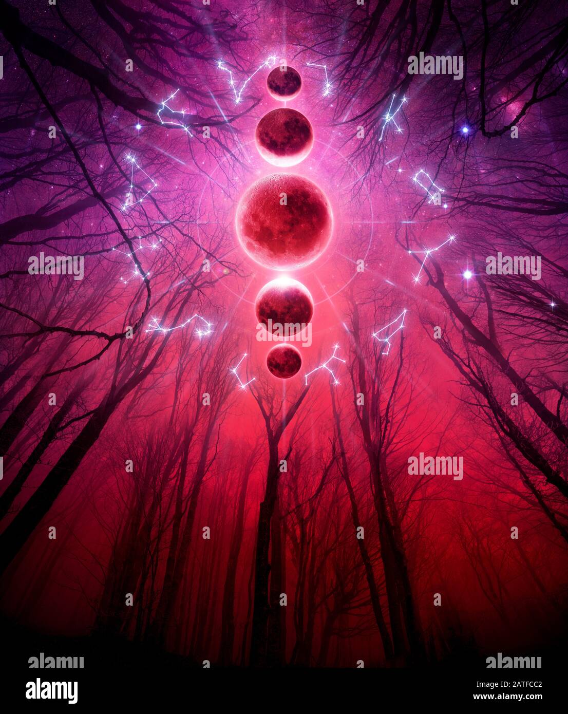 Triple Moon Pagan Wicca Moon Goddess Symbol - Red Three-faced Goddess ...