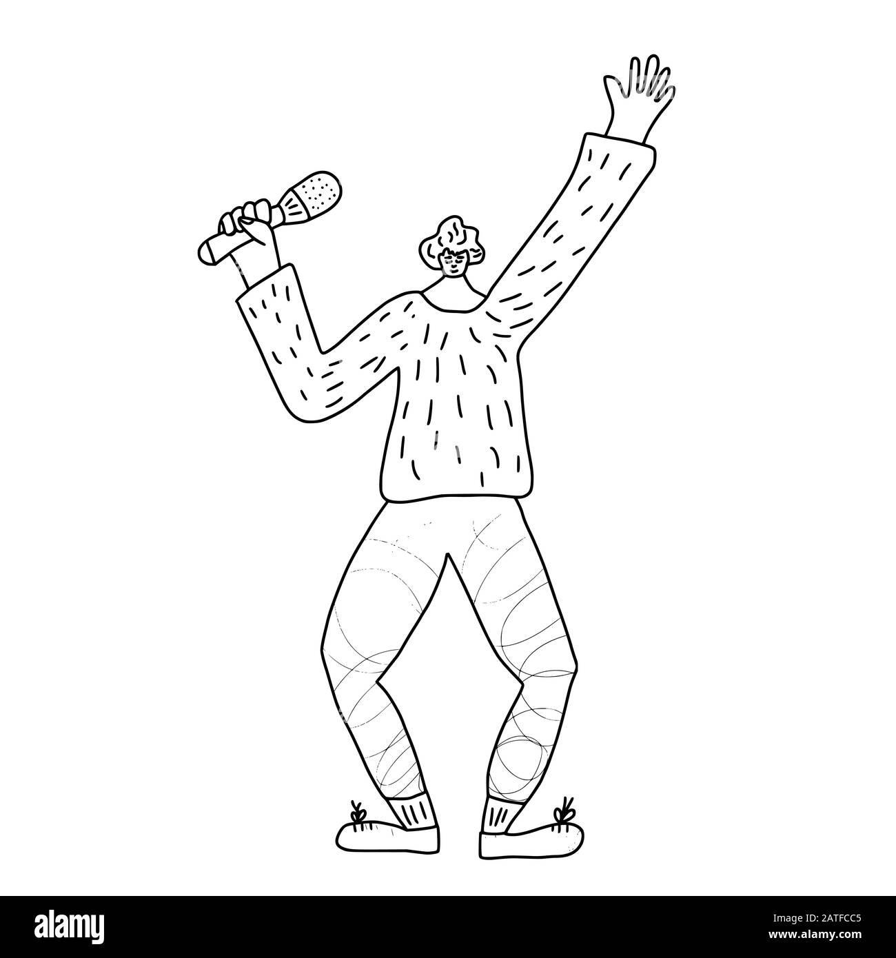 Happy guy singing isolated on white background. Singer standing with ...