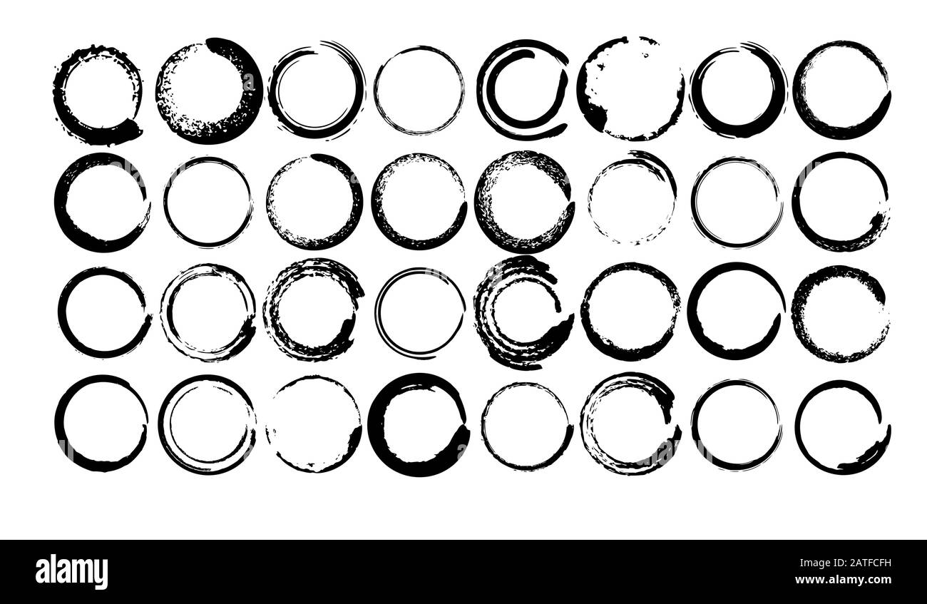 Set of round frames. Borders collections. Collages elements on white ...