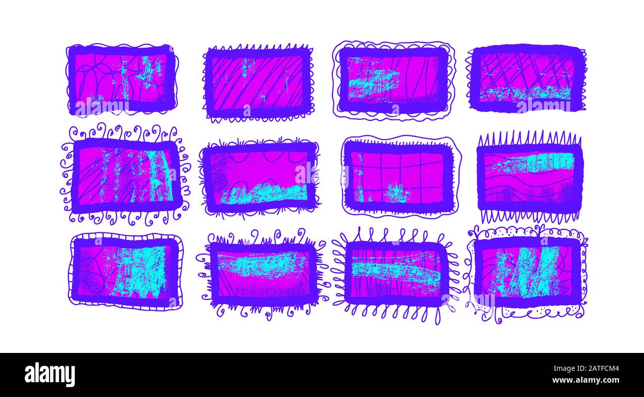 Set of frames. Bundle of hand drawn borders. Collection of decoration ...