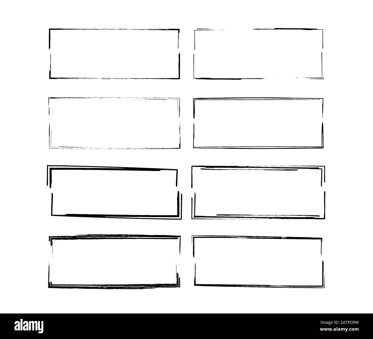 Set of black rectangle grunge frames. Geometric empty borders ...