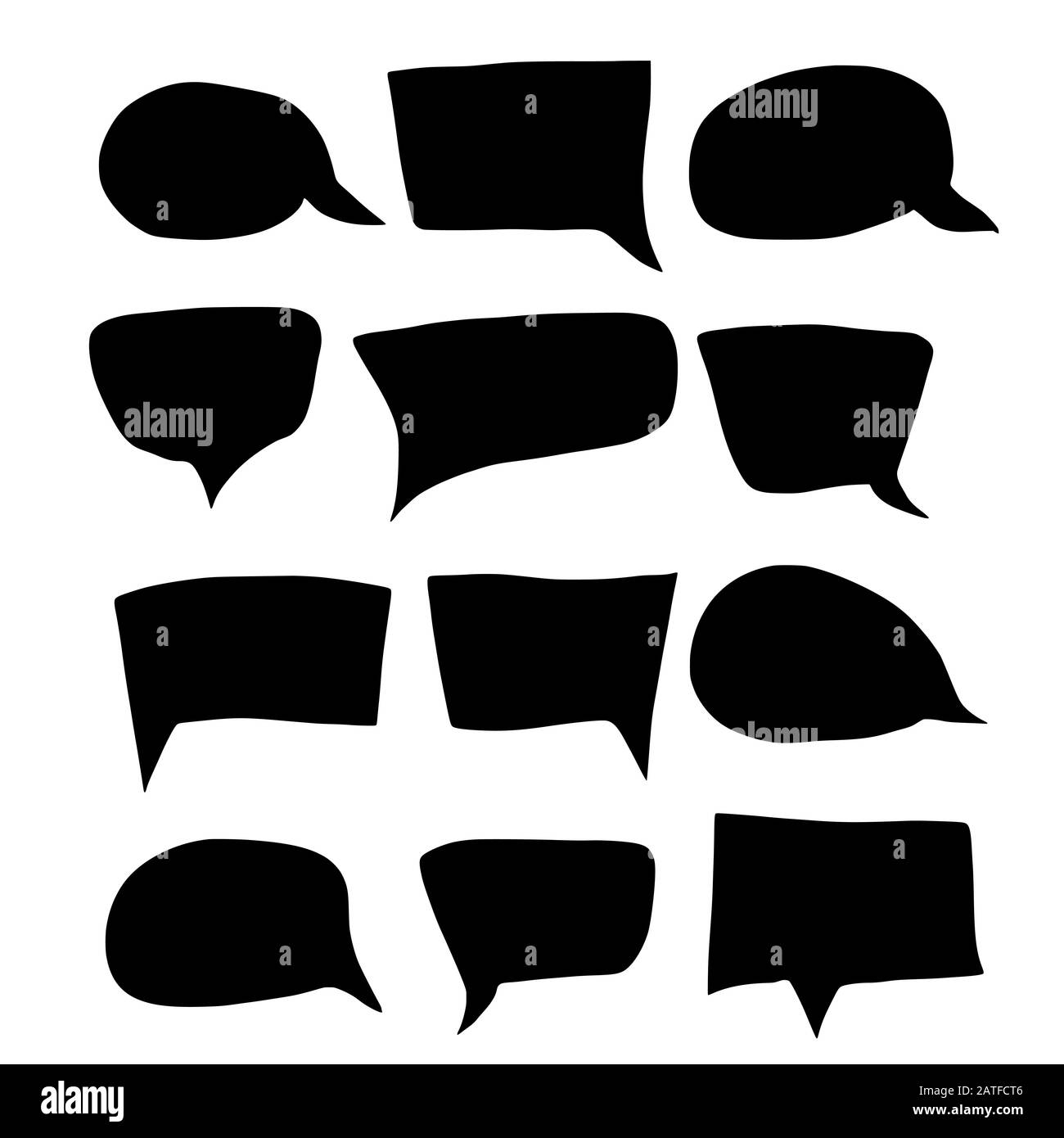 Speech bubbles silhouette isolated on white background. collection of ...