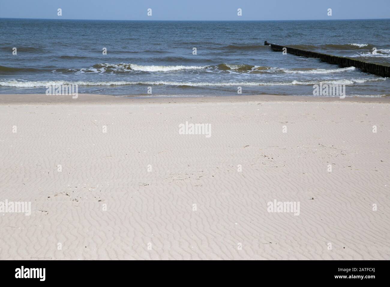 view on the Baltic Sea and the horizon at the wonderful beach of Zempin ...