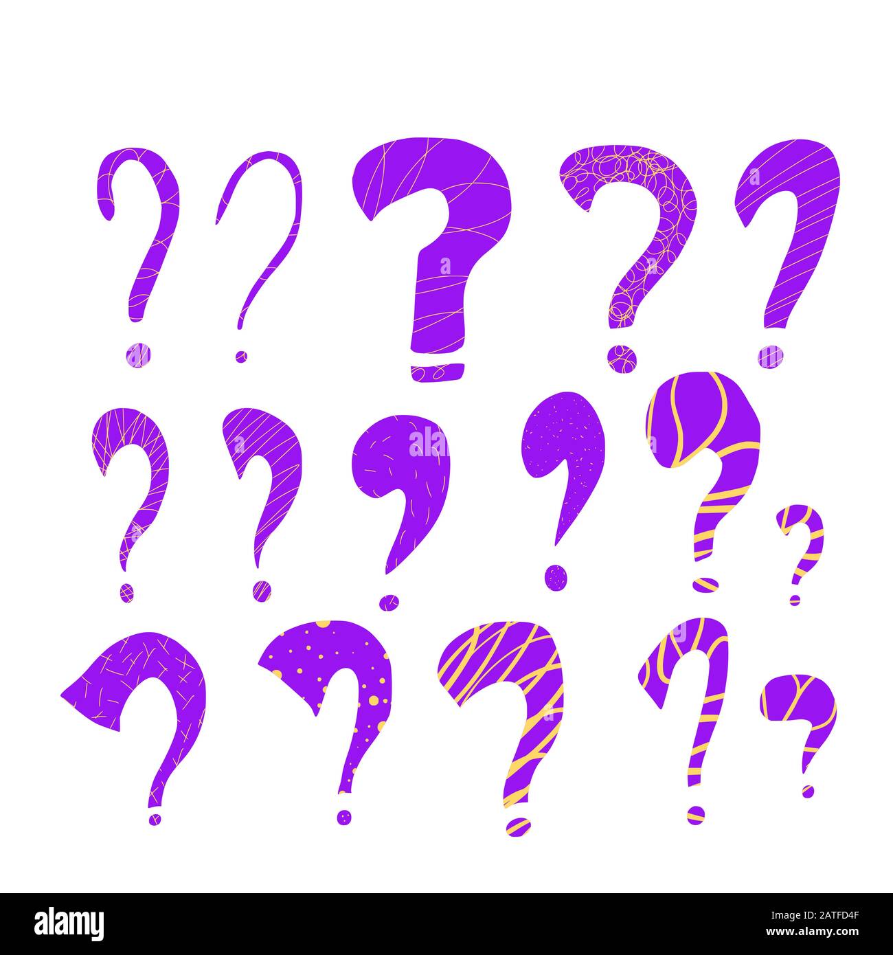 Question marks collection. Hand drawn ask sign isolated on white ...