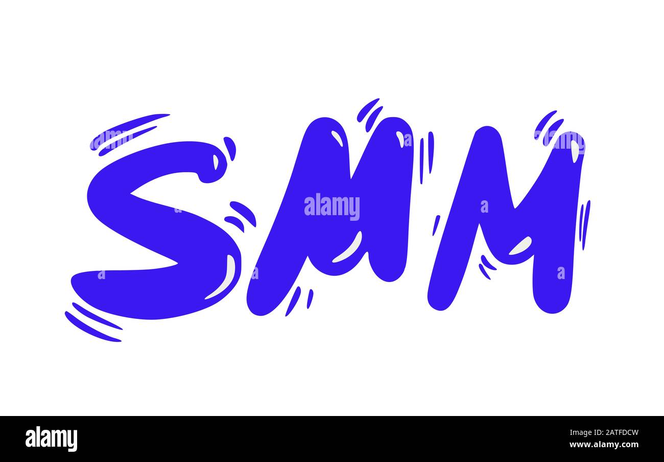 SMM text isolated on white background. Hand drawn social media ...