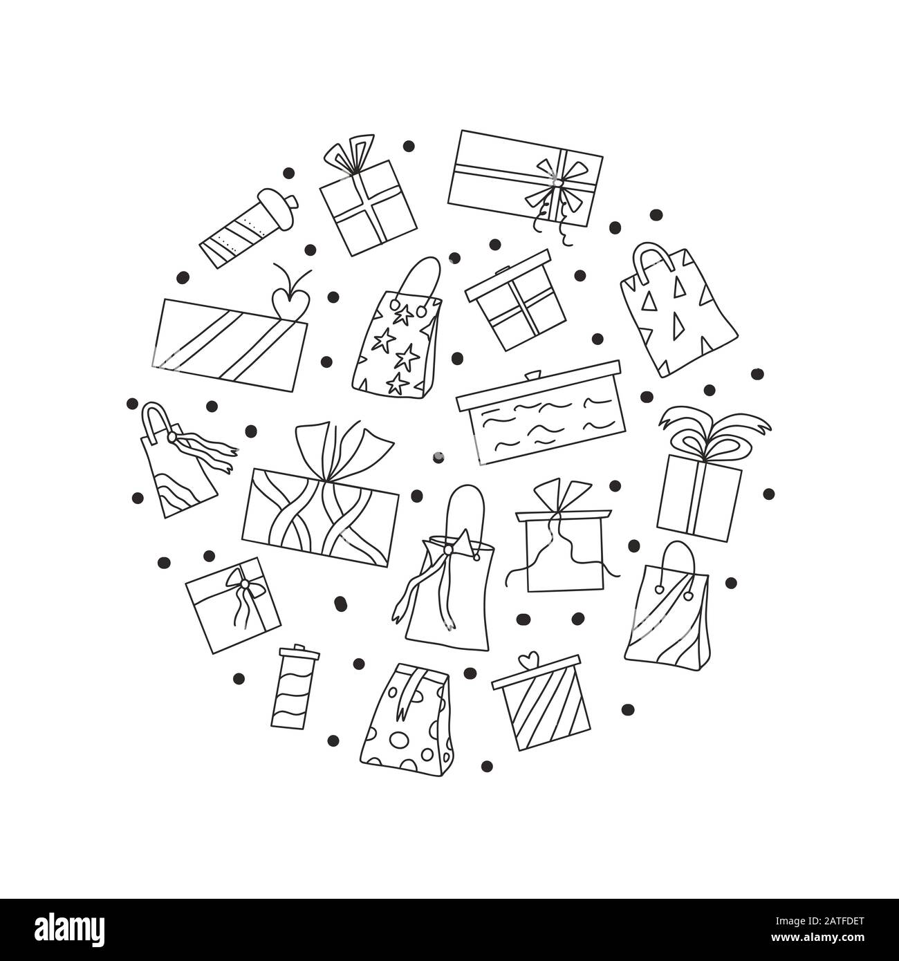 Gift boxes set isolated on white background. Giftware round composition ...