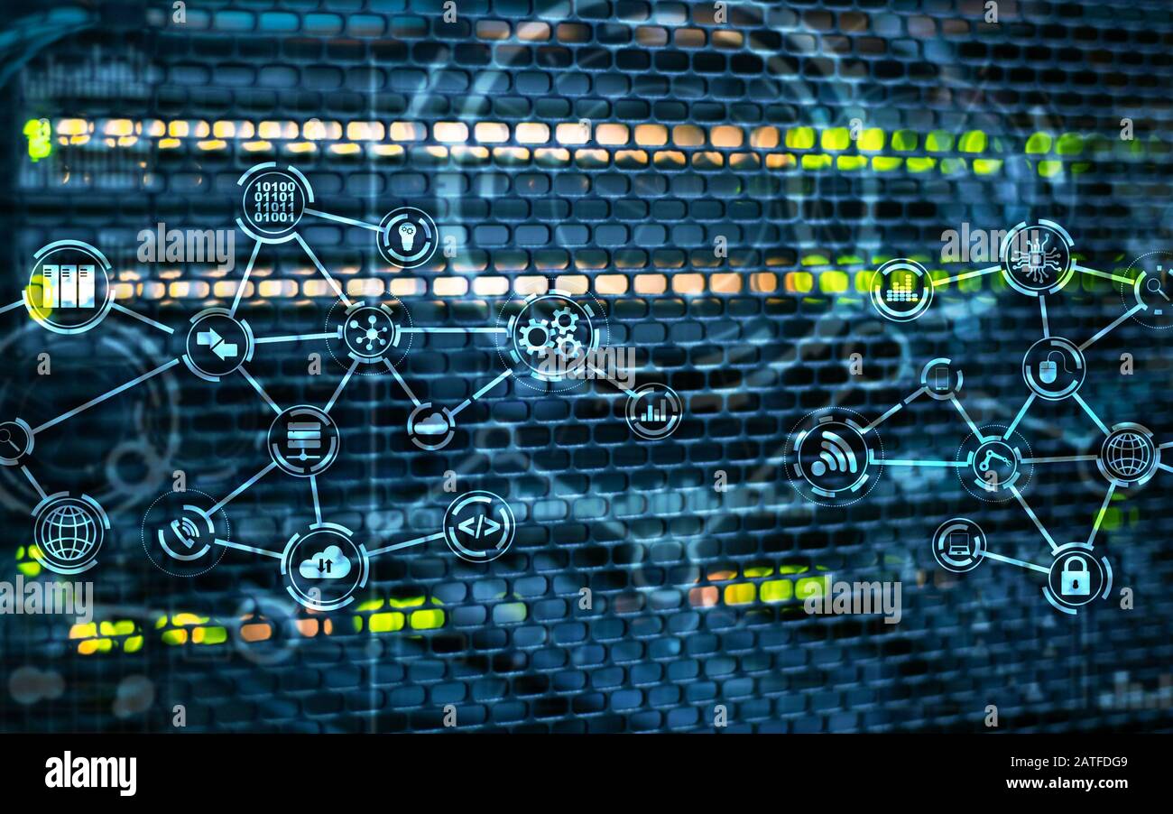 Server room IOT communication Smart industry internet of things concept ...