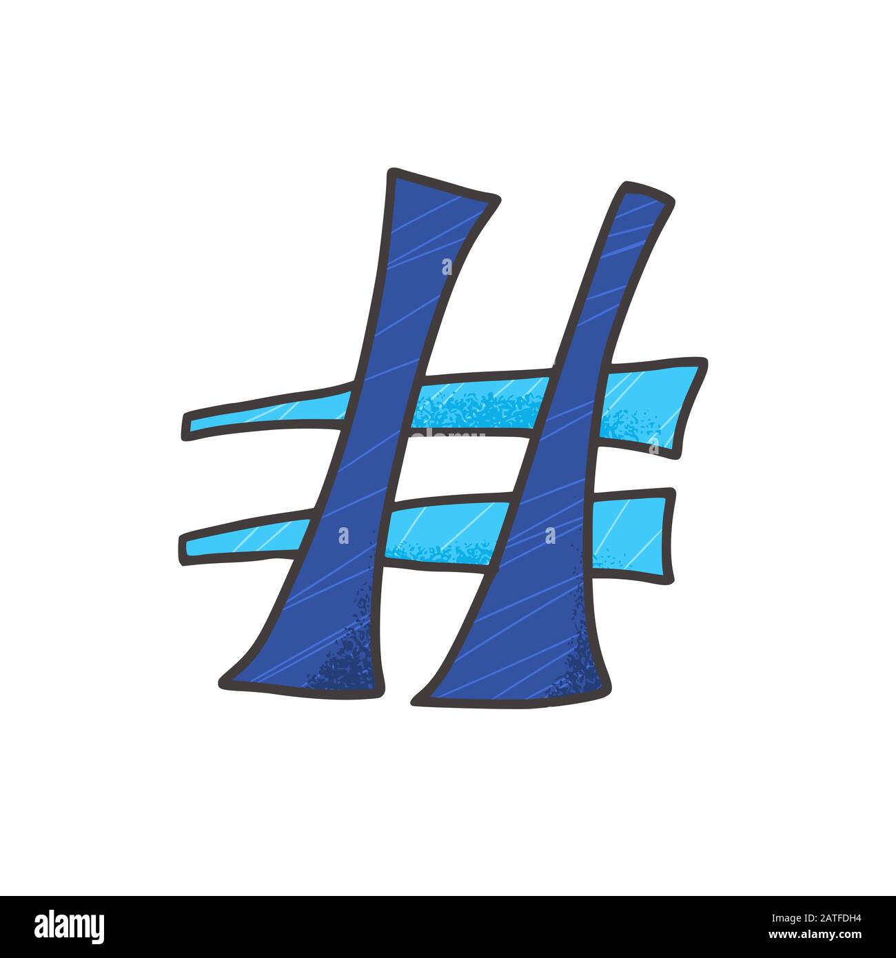 Hashtag or number sign isolated on white background. Social media ...