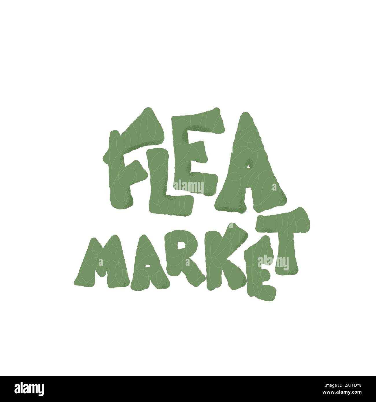 Flea market emblem. Stylized text isolated on white background. Vector ...