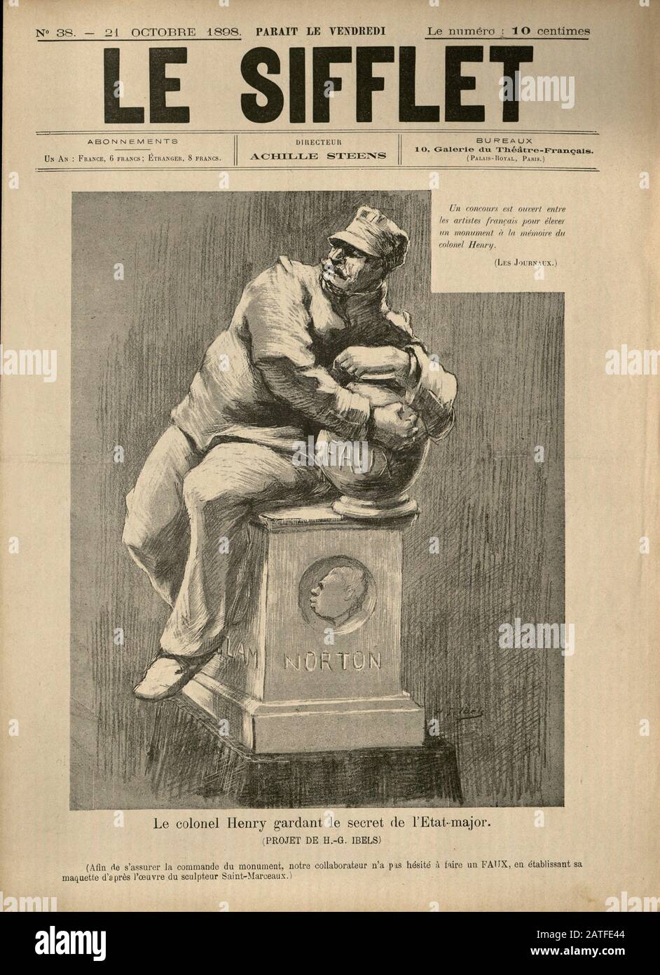 Colonel Henry - The Dreyfus Affair 1894-1906 - Le Sifflet, October 21 ...