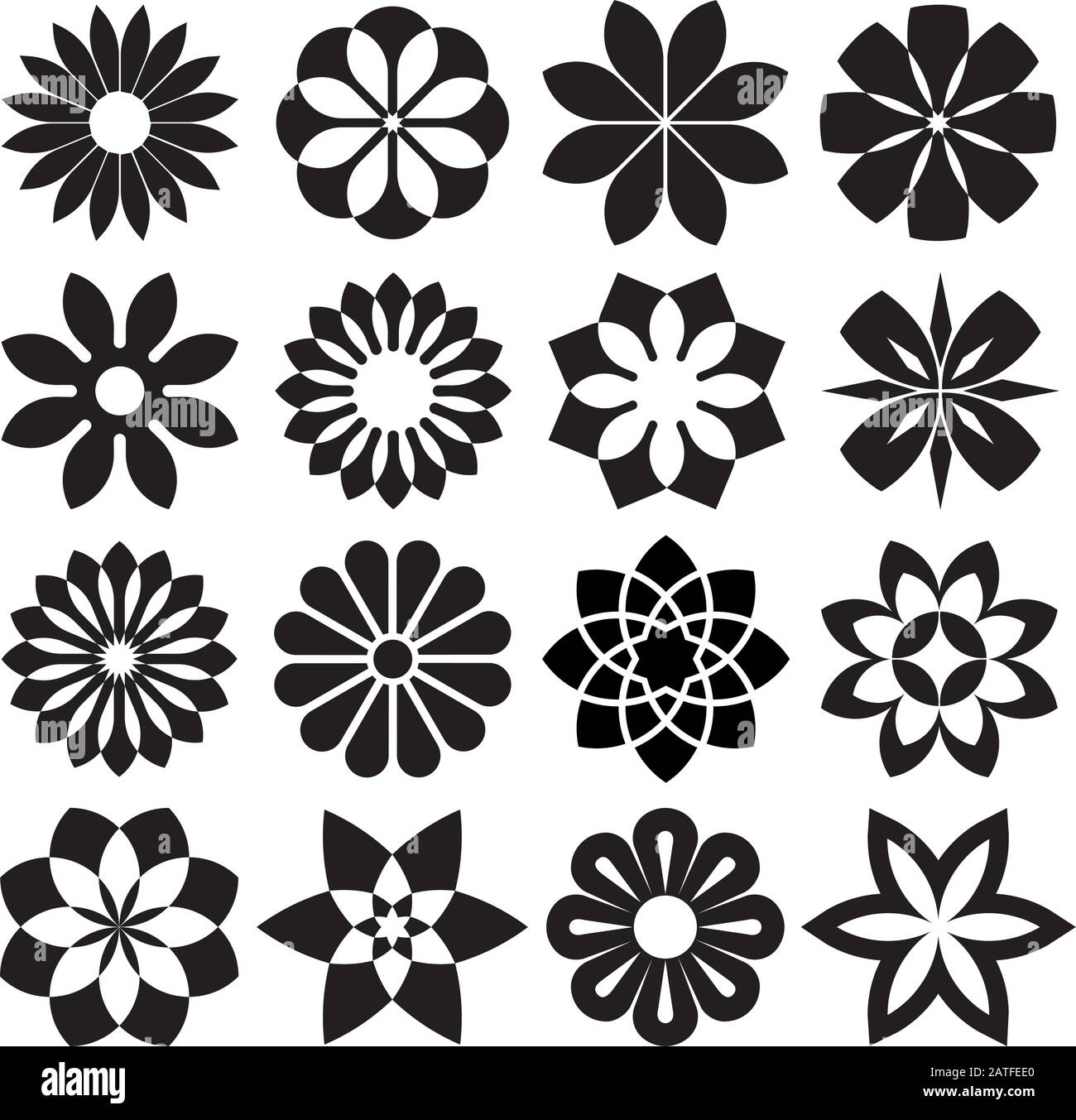 Vector Set of Graphic Flowers Stock Vector Image & Art - Alamy