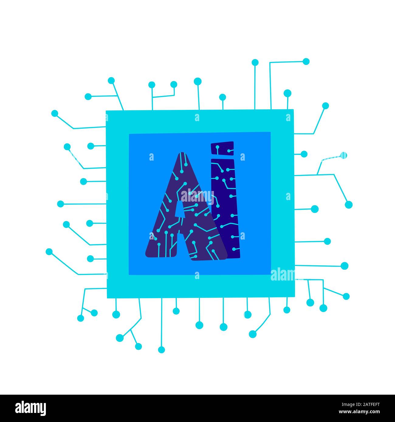 AI hand drawn icon. Artificial intelligence emblem. Neural networks ...