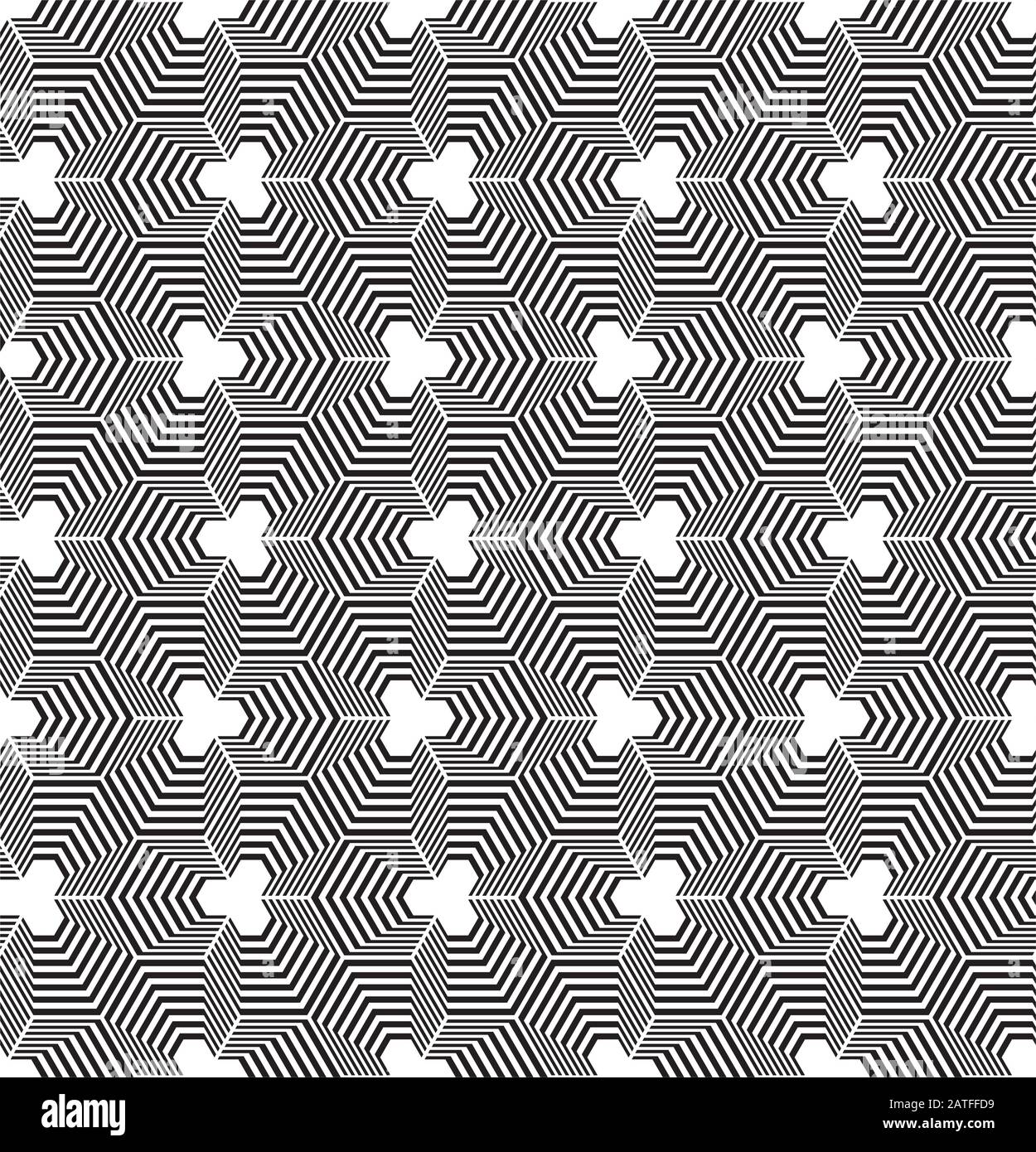 Seamless Techno Optical Art Hexagonal Pattern Texture Wallpaper. Black ...