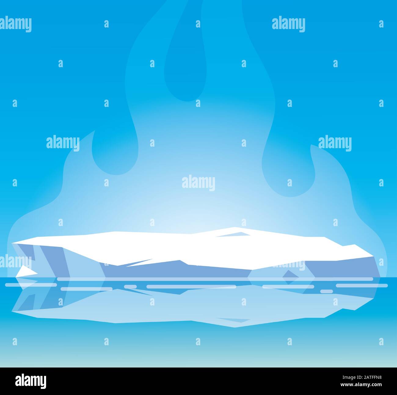 arctic landscape with blue sky and iceberg, north pole vector ...
