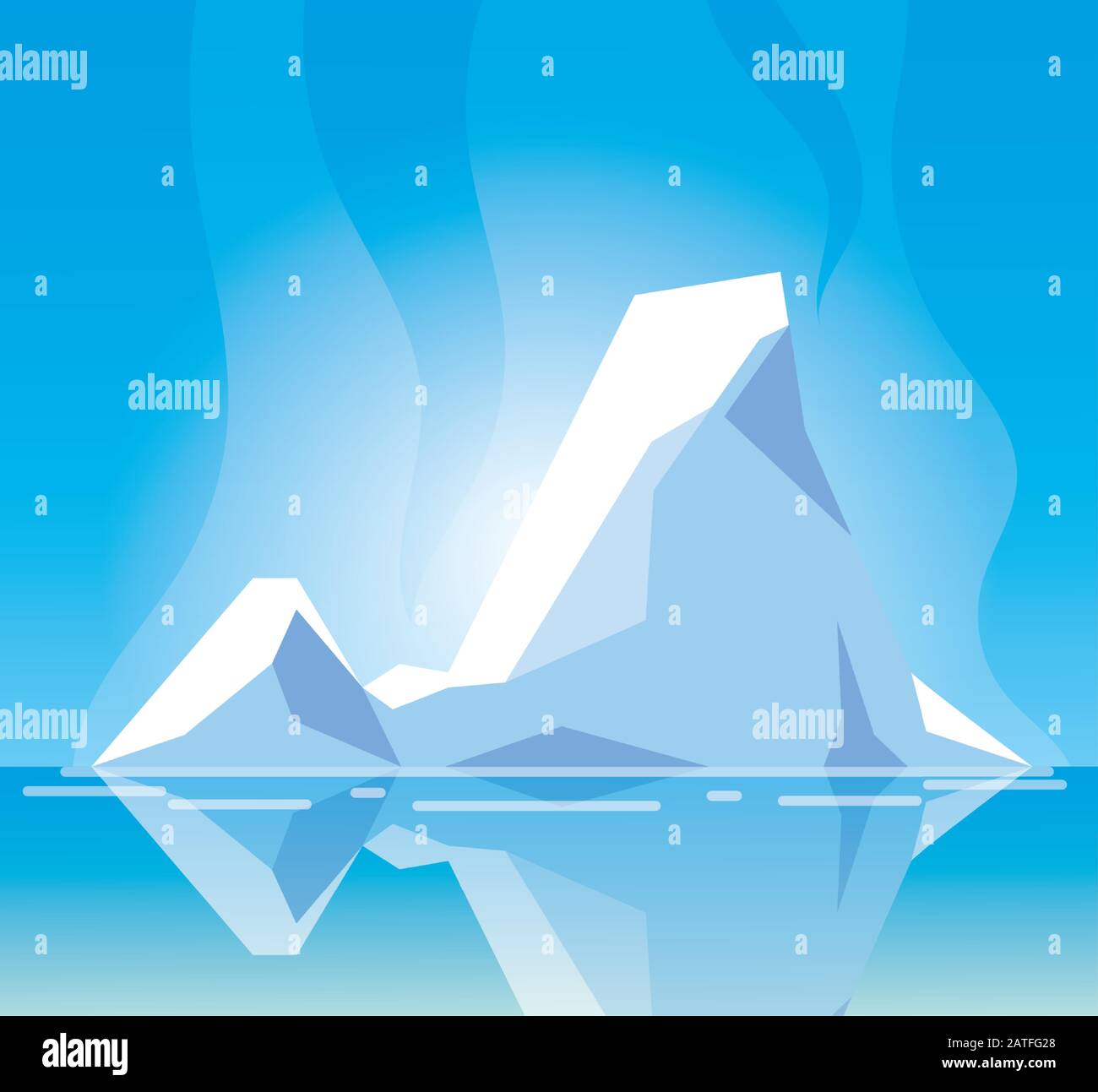arctic landscape with blue sky and iceberg, north pole vector ...