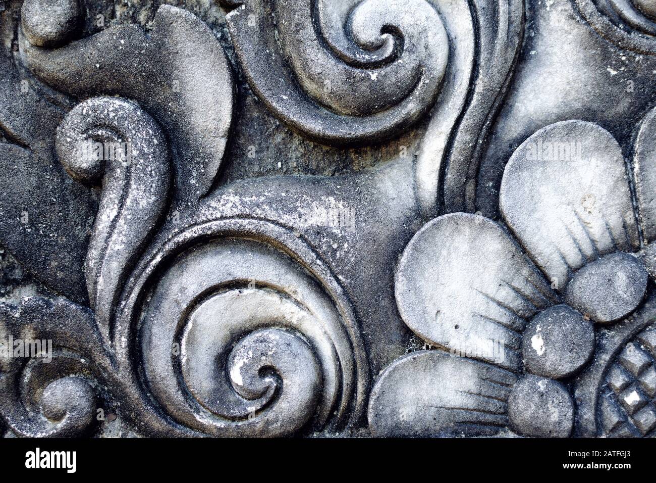 Old wall with relief cement. Balinese decor stone carving Stock Photo ...